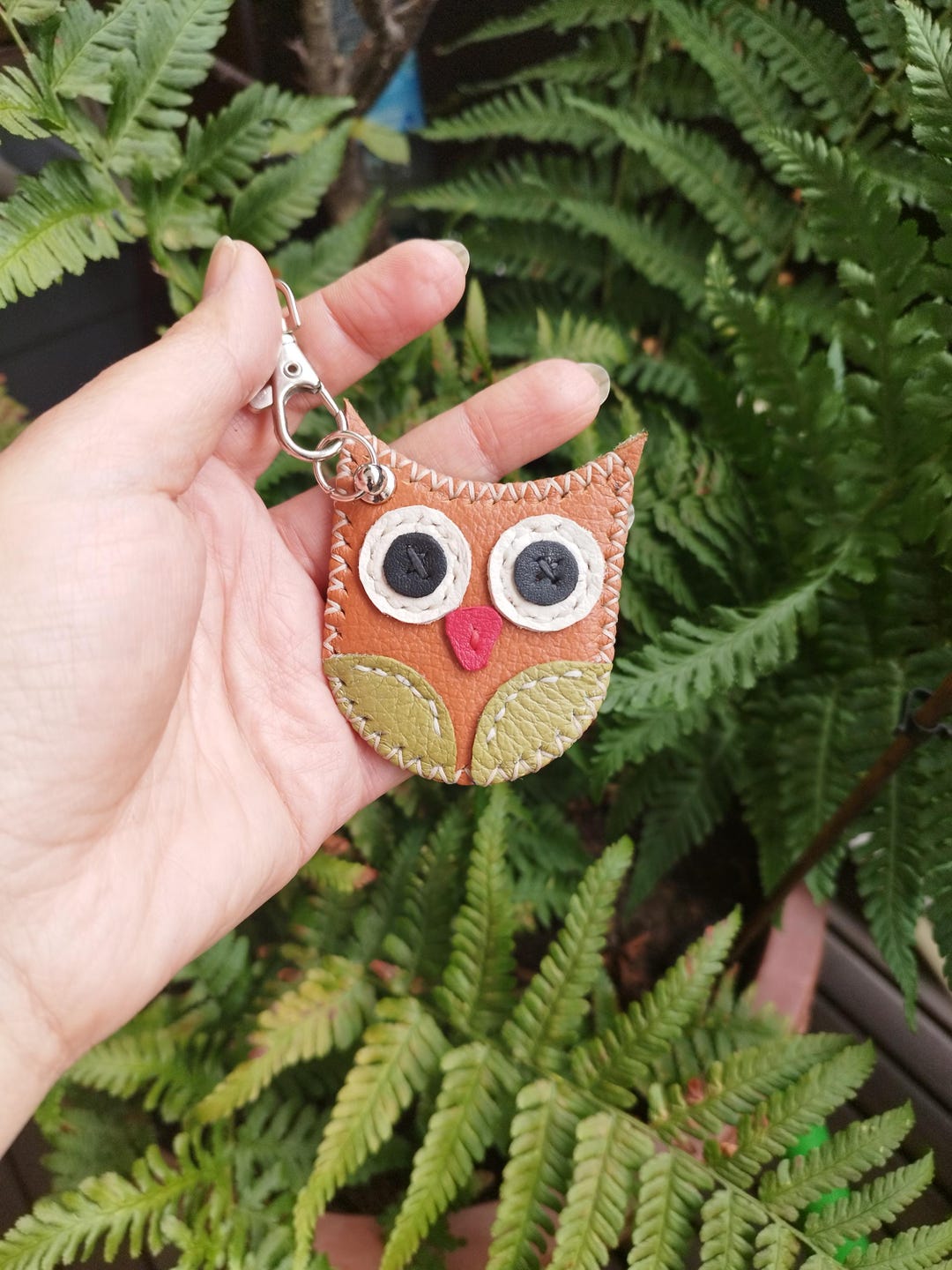 Handmade Leather Owl Keychain | Cute Animal Bag Charm | Unique Hand ...