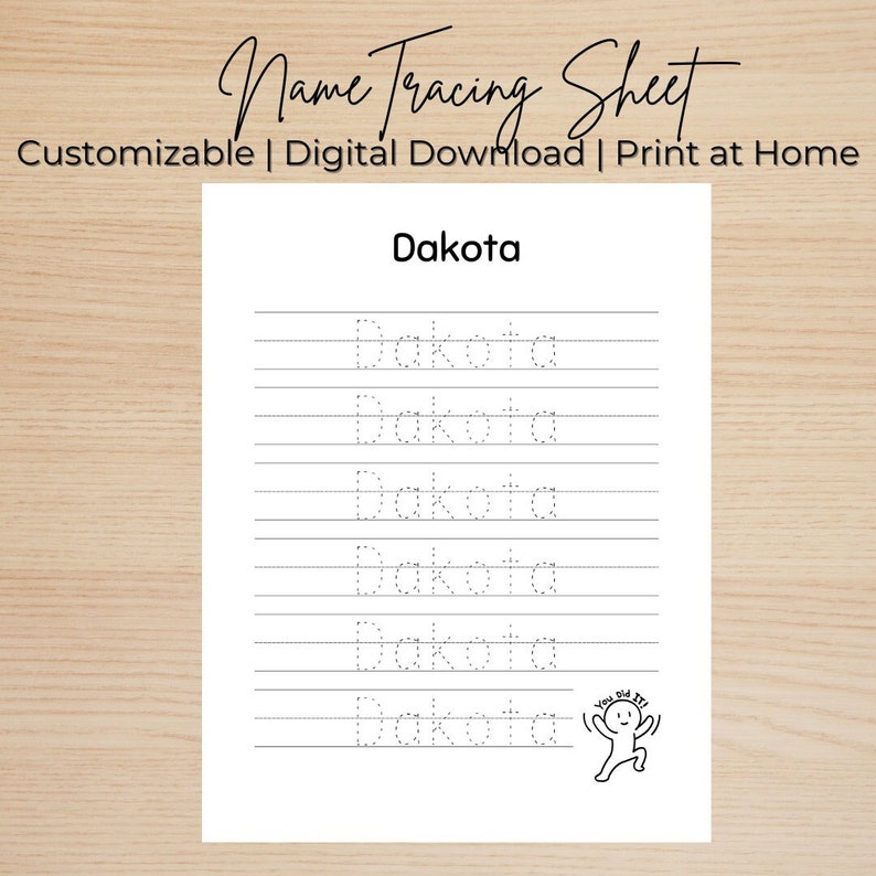 Personalized Name Tracing Worksheet Custom Handwriting Practice for ...