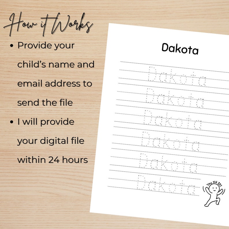 Personalized Name Tracing Worksheet Custom Handwriting Practice for ...