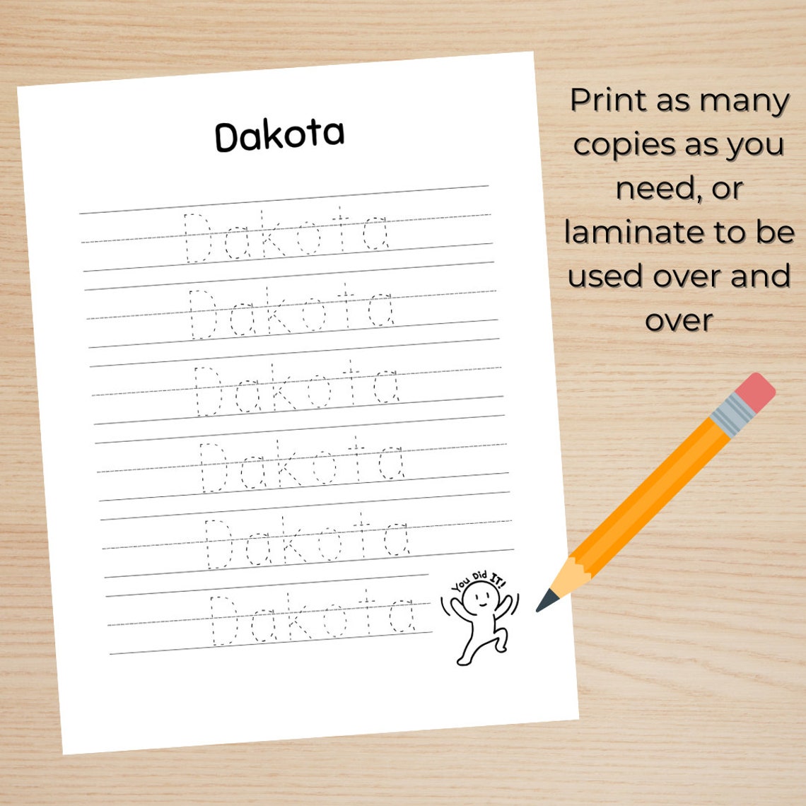 Personalized Name Tracing Worksheet Custom Handwriting Practice for ...