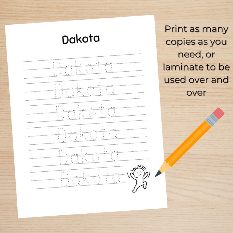 Personalized Name Tracing Worksheet Custom Handwriting Practice for ...