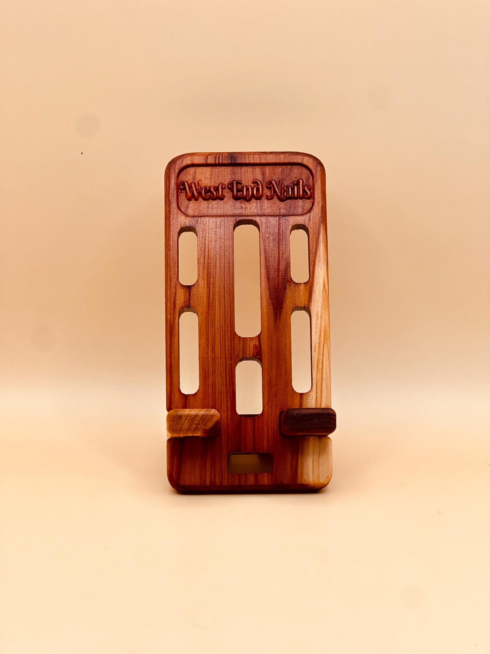 Handcrafted Solid Wood Phone Stand: Unique Desk Decor - Etsy