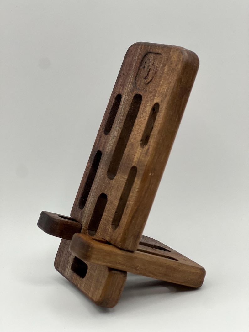 Handcrafted Solid Wood Phone Stand: Unique Desk Decor - Etsy