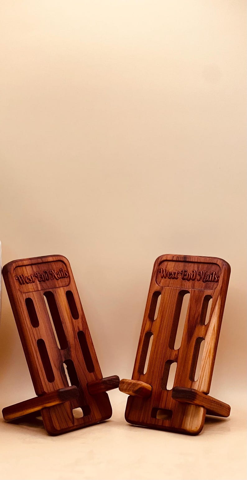 Wooden Phone Stand/ Handcrafted Solid Wood Phone Stand/ Unique Phone ...