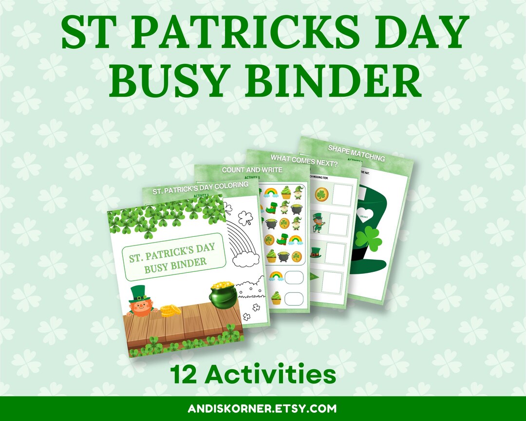 St. Patricks Day Busy Binder for Kids - Printable Activity Book - 12 ...