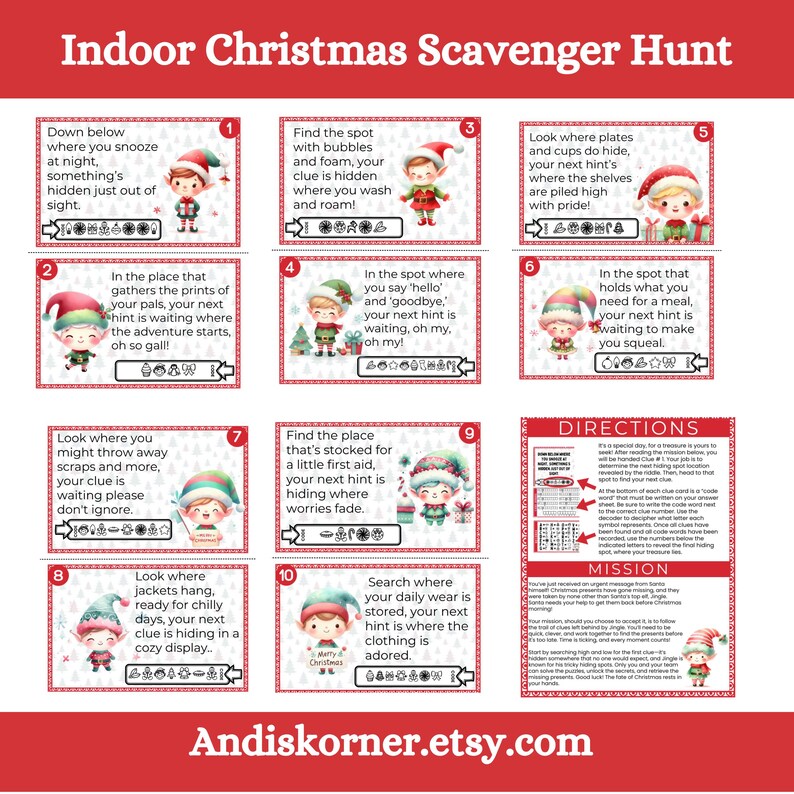 Christmas Treasure Hunt Clues | Christmas Party Game | Christmas ...