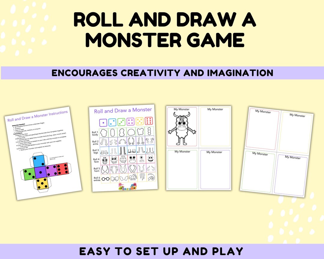 Roll A Monster | Monster Game | Draw a Picture | Roll a Dice Game ...