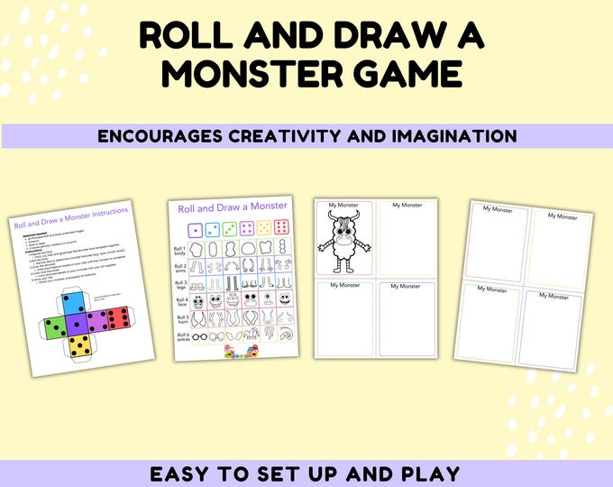 Roll-a-monster Preschool Game, Classroom Game, Build a Monster Create a ...