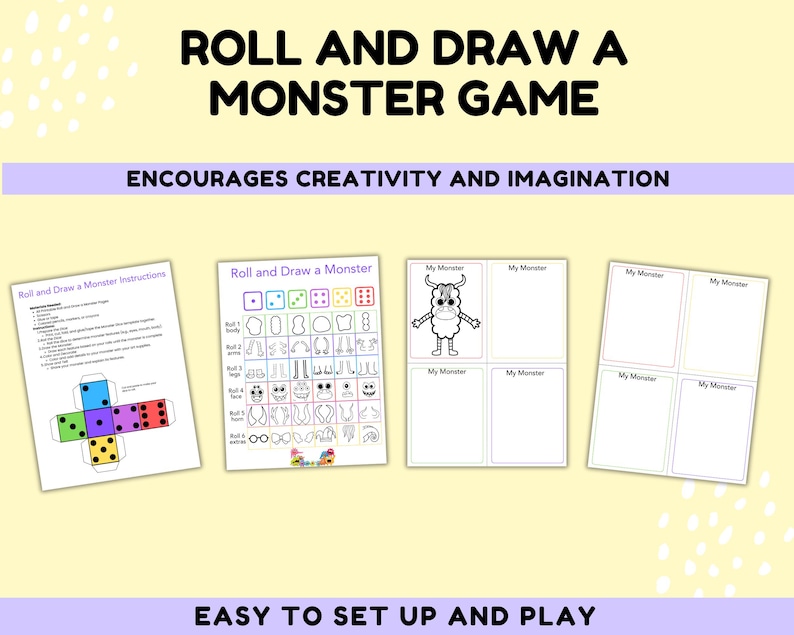 Roll A Monster | Monster Game | Draw a Picture | Roll a Dice Game ...