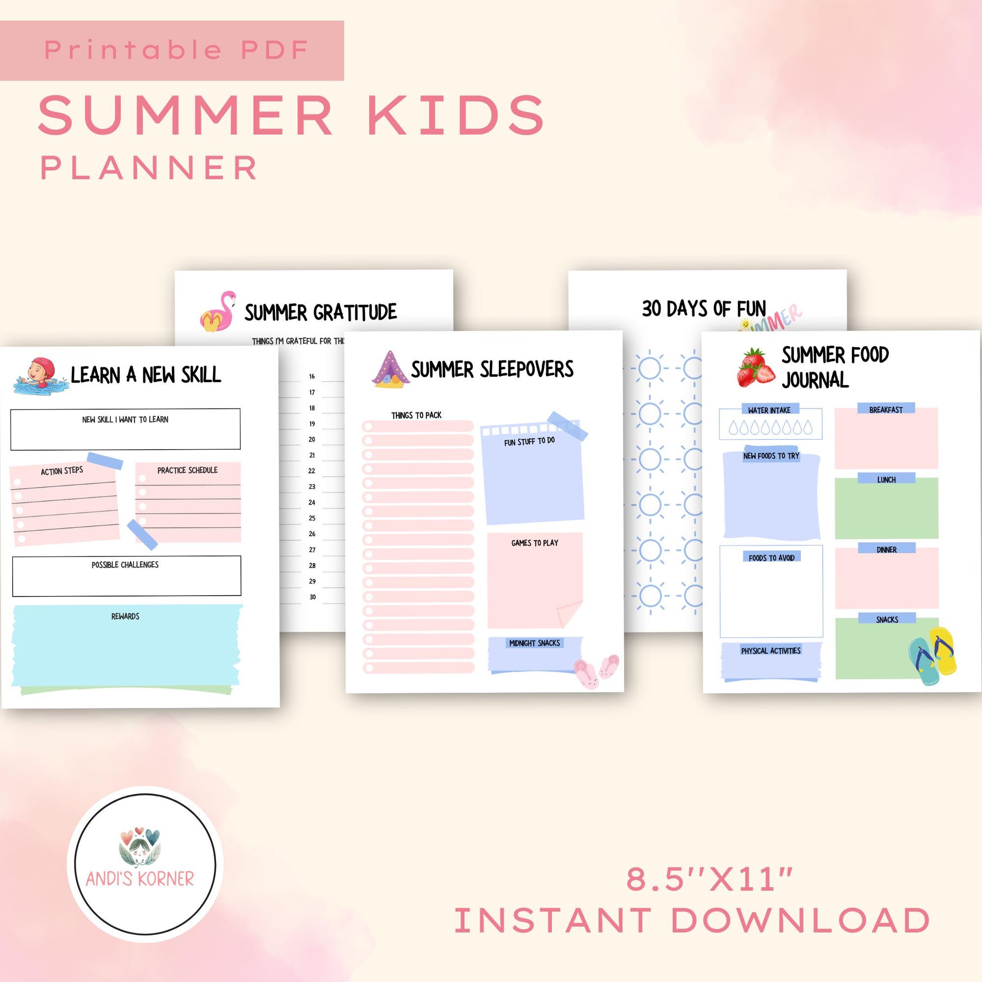 Kids Summer Planner + Chore Chart | Fun & Organized Summer Schedule ...