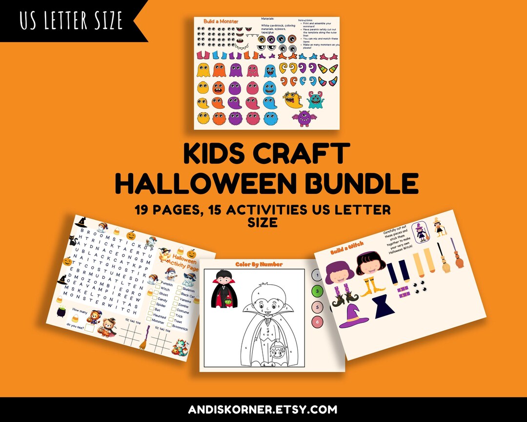 Kids Halloween Craft Bundle | Printable Activities for Halloween ...