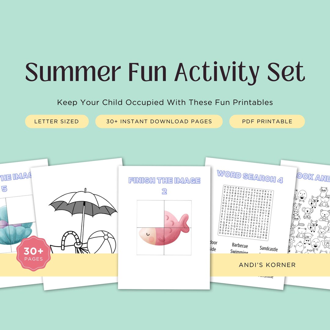 Summer Activity Pack Printable Worksheets Activity for Kids Summer ...