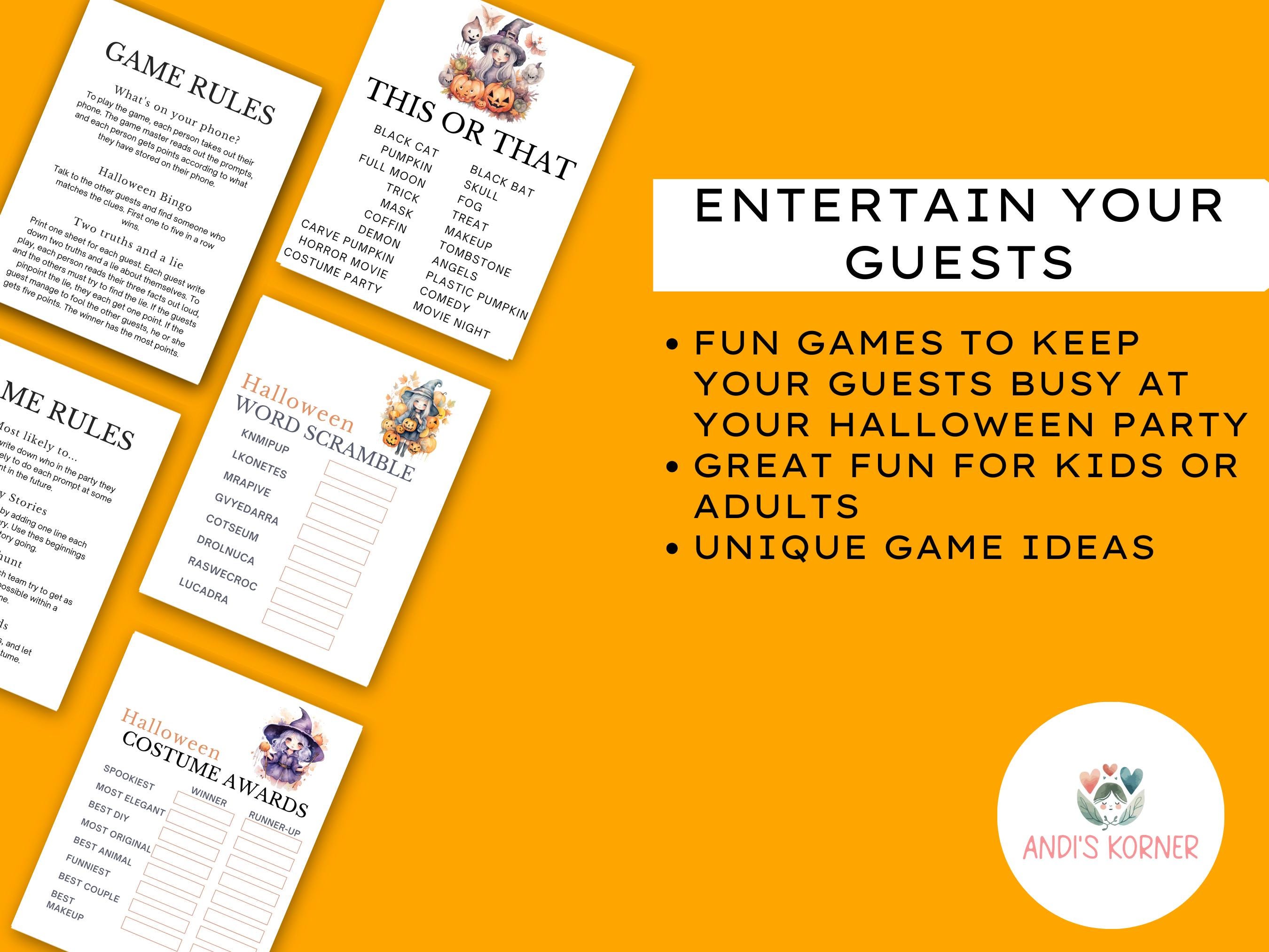Spooky Halloween Party Games Pack | Fun for All Ages | Printable Games ...
