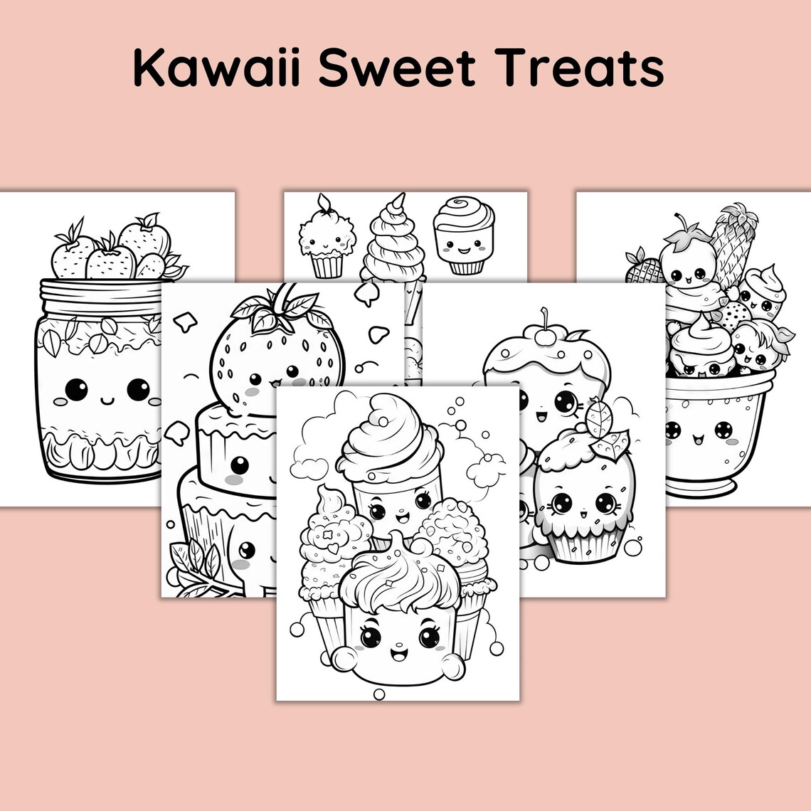 Adorable Kawaii Treats Coloring Pages | Instant Download Printable ...