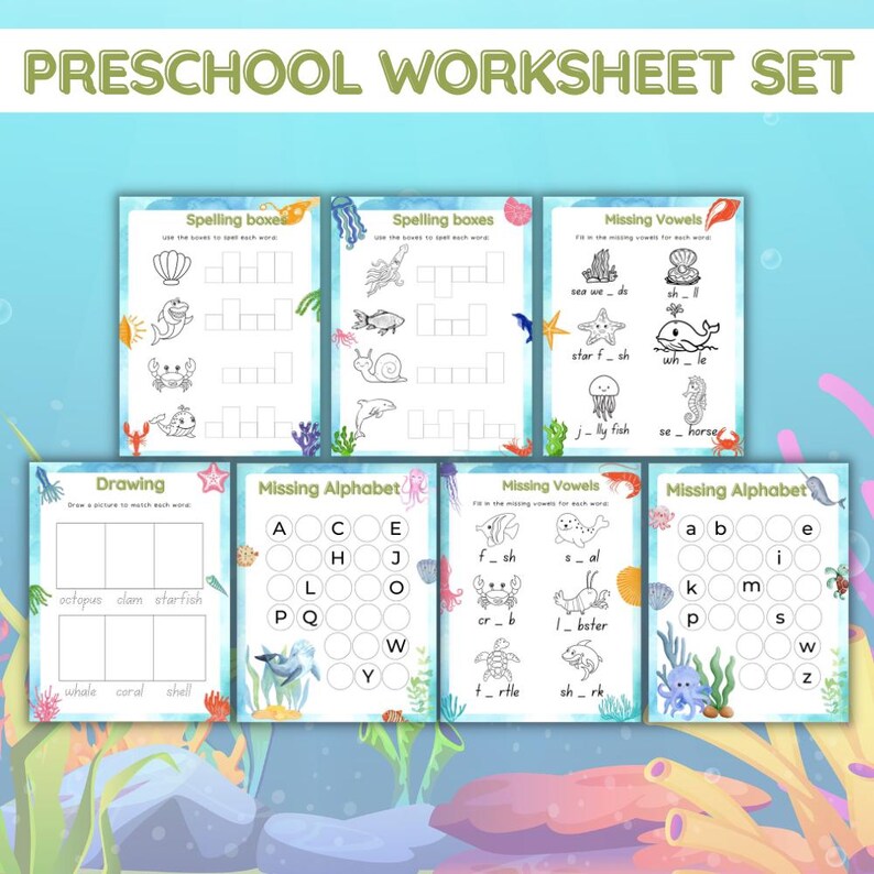 Sea Life Alphabet Printables Homeschool Preschool Curriculum Bundle ...