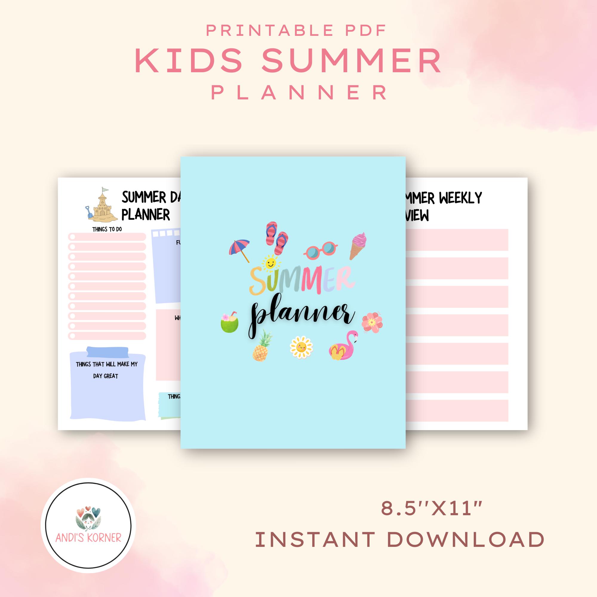 Kids Summer Planner + Chore Chart | Fun & Organized Summer Schedule ...