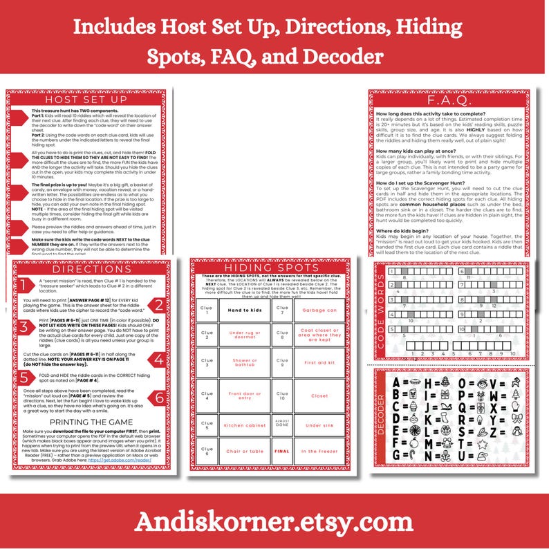 Christmas Treasure Hunt Clues | Christmas Party Game | Christmas ...