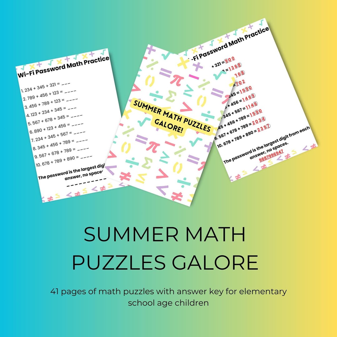Summer Math Fun Pack Printable Worksheets for Kids Stay Sharp This ...