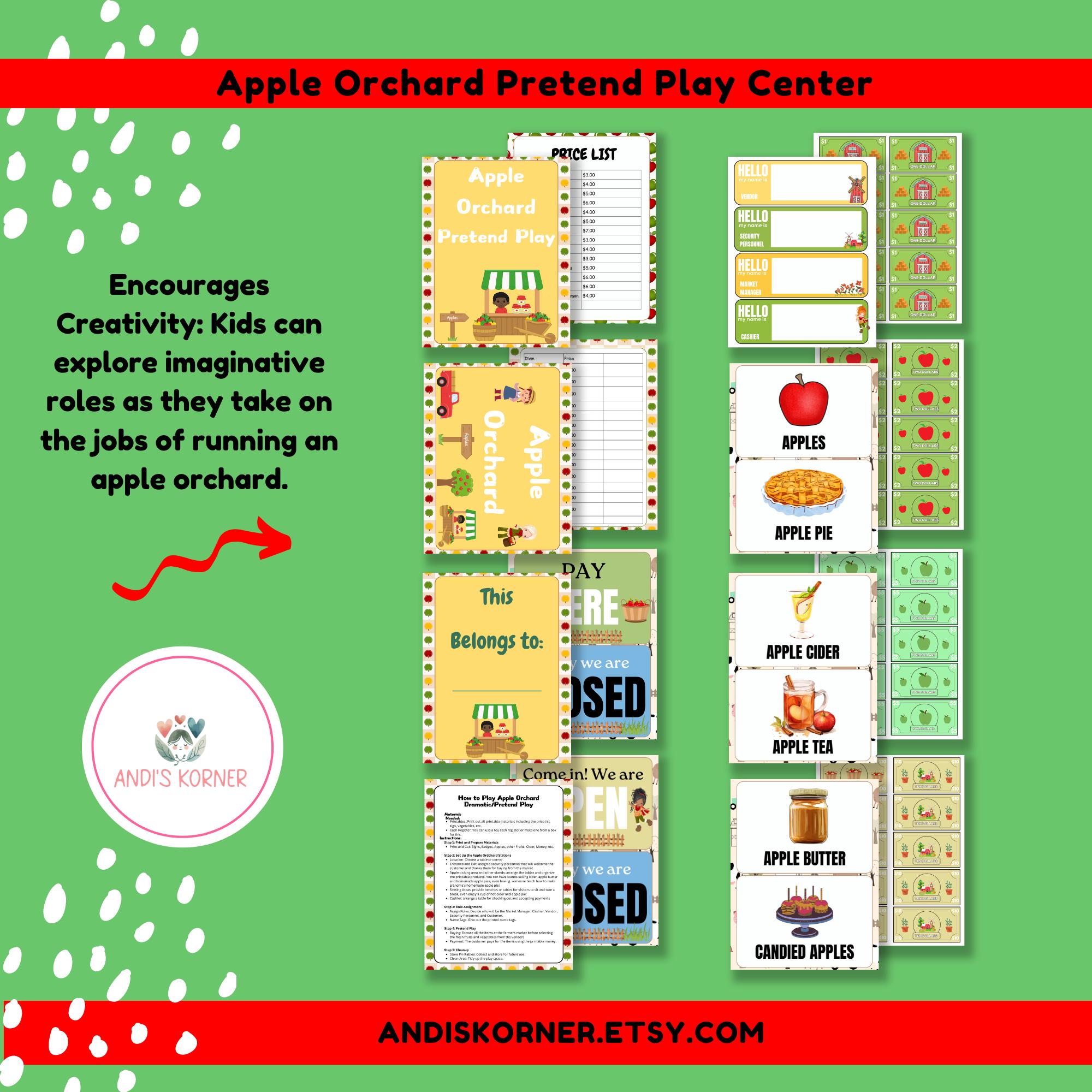 Apple Orchard Pretend Play Center | Pretend Play | Classroom Dramatic ...