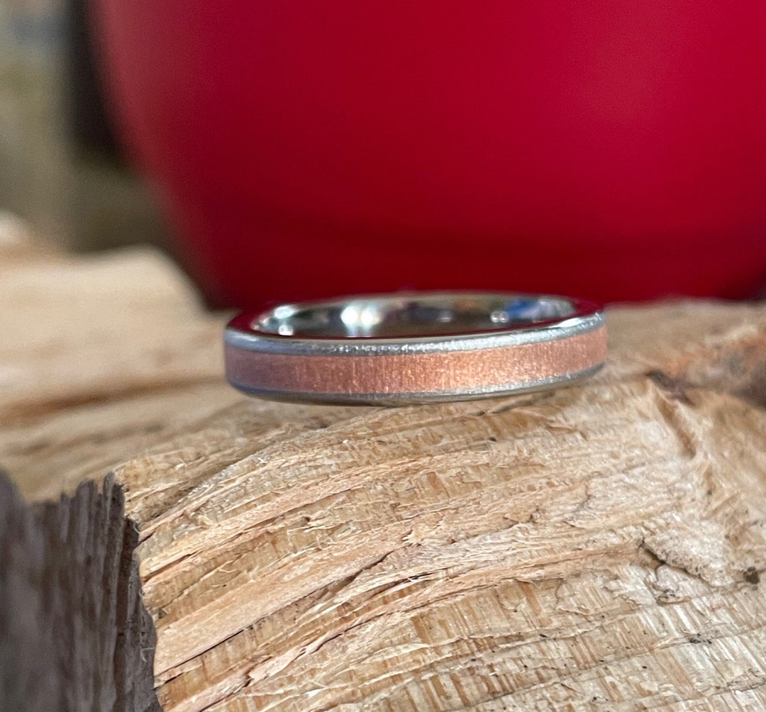 2mm Copper and Titanium Ring, Women's Jewelry, Wedding Band for Him or ...
