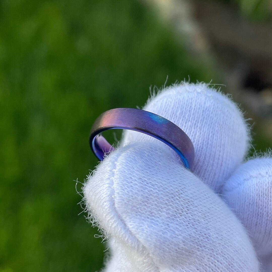 Size 4 3/4, Heat Treated/colored Titanium Ring, 4mm Width, Low Dome ...