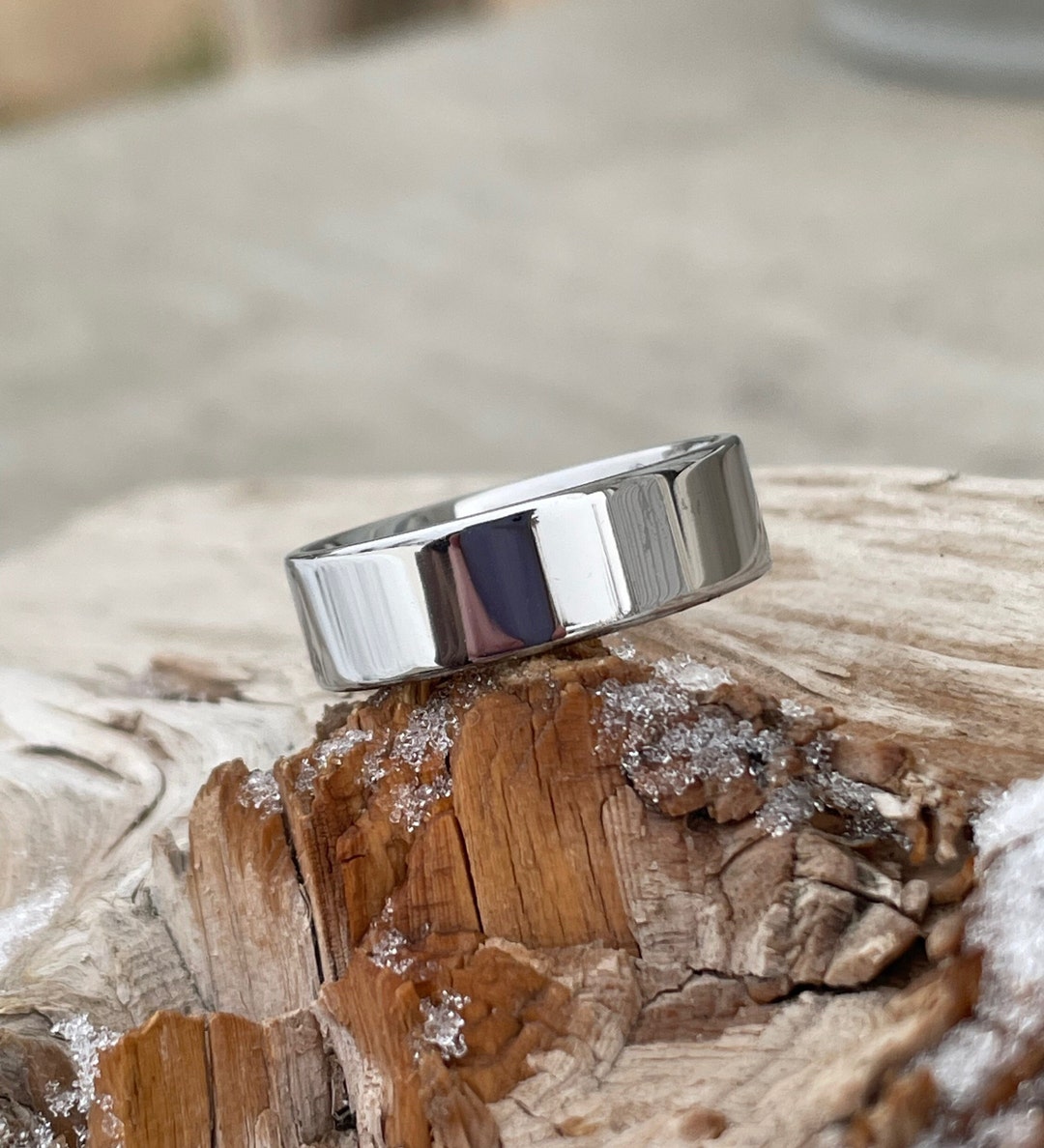 Comfort Fit Wedding Band, Solid Titanium Ring, Polished Finish, Thin ...