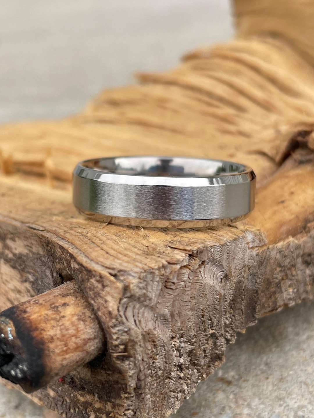 New Low/thinner Profile Bevel Ring, Men's Band, Solid Titanium, Made to ...