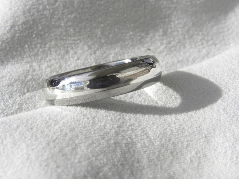Titanium Silver Ring Polish Finish Wedding Band Ladies - Etsy