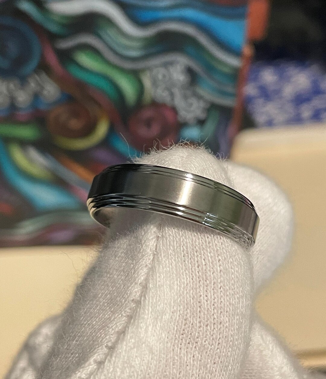 Comfort Fit Mens Ring, Double Stepped Titanium Band, Wedding - Etsy