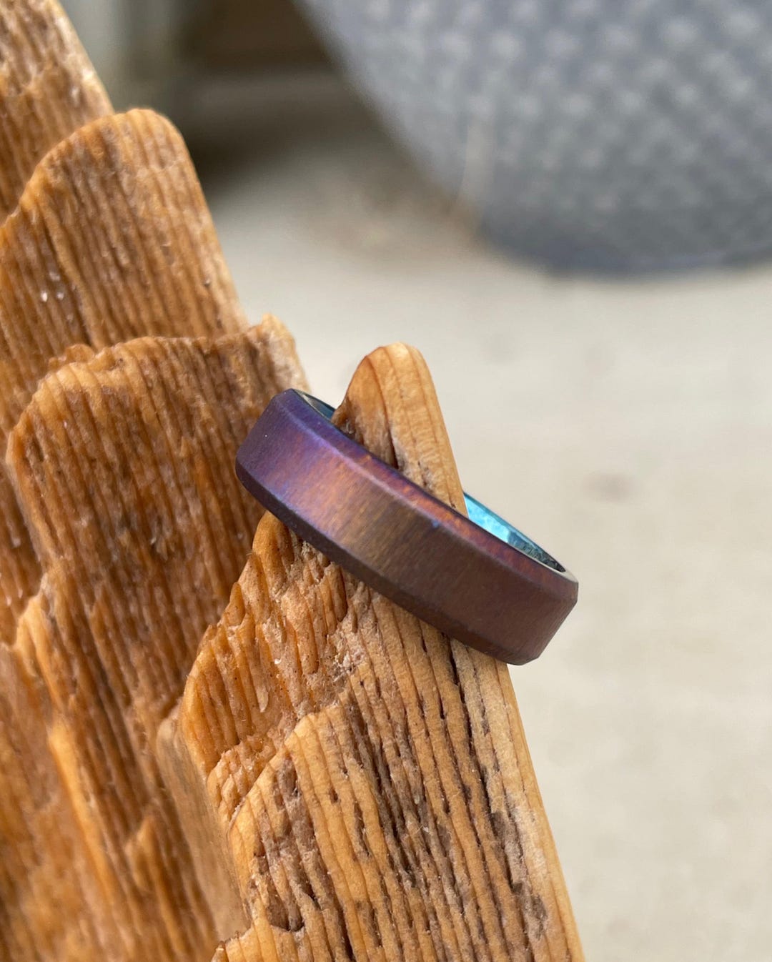 Size 7 Ring, Heat Treated/colored Titanium Band, 6mm Wide, Multicolor ...