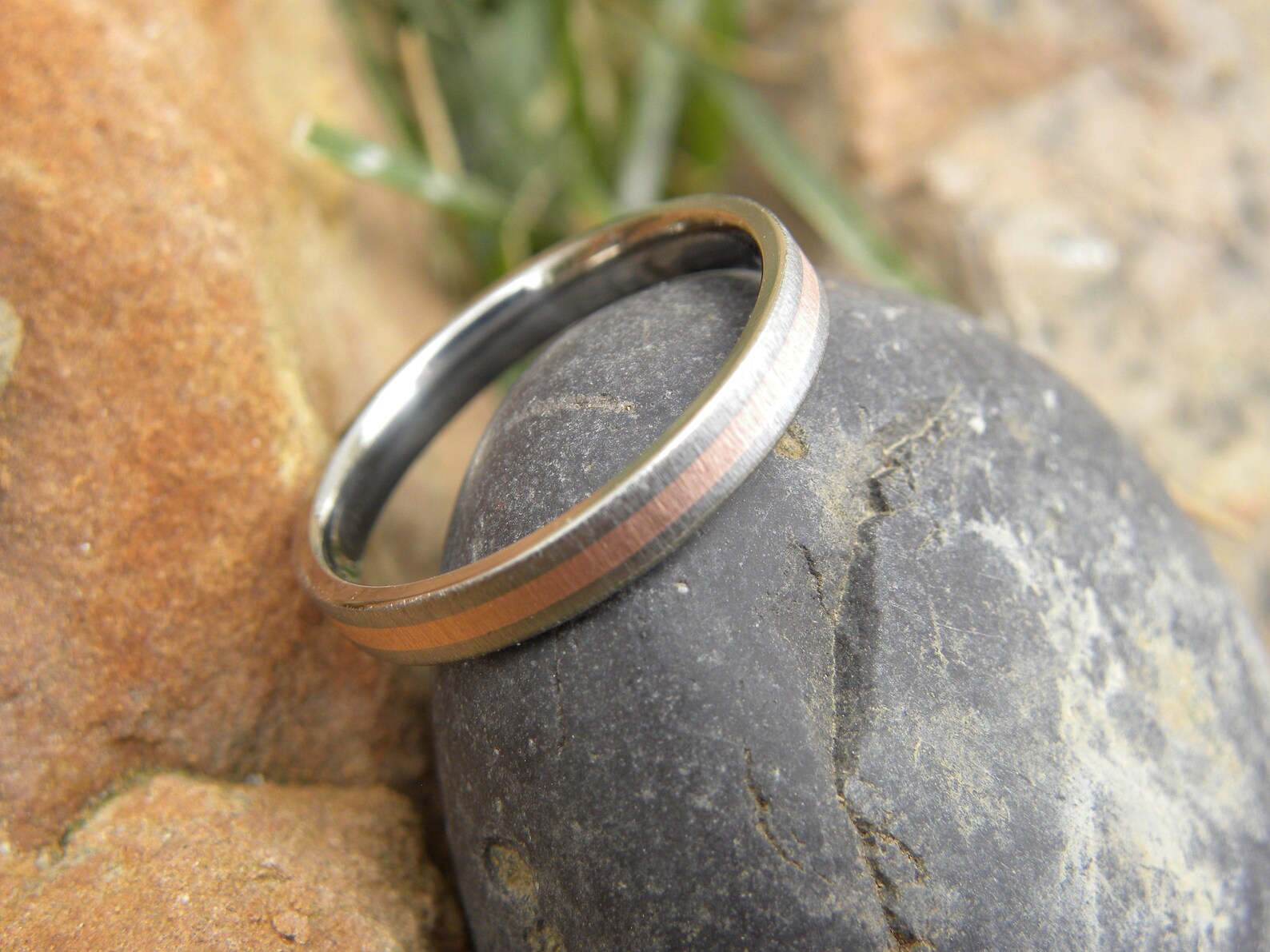 Titanium Copper Stackable Ring Wedding Band Flat Profile - Etsy
