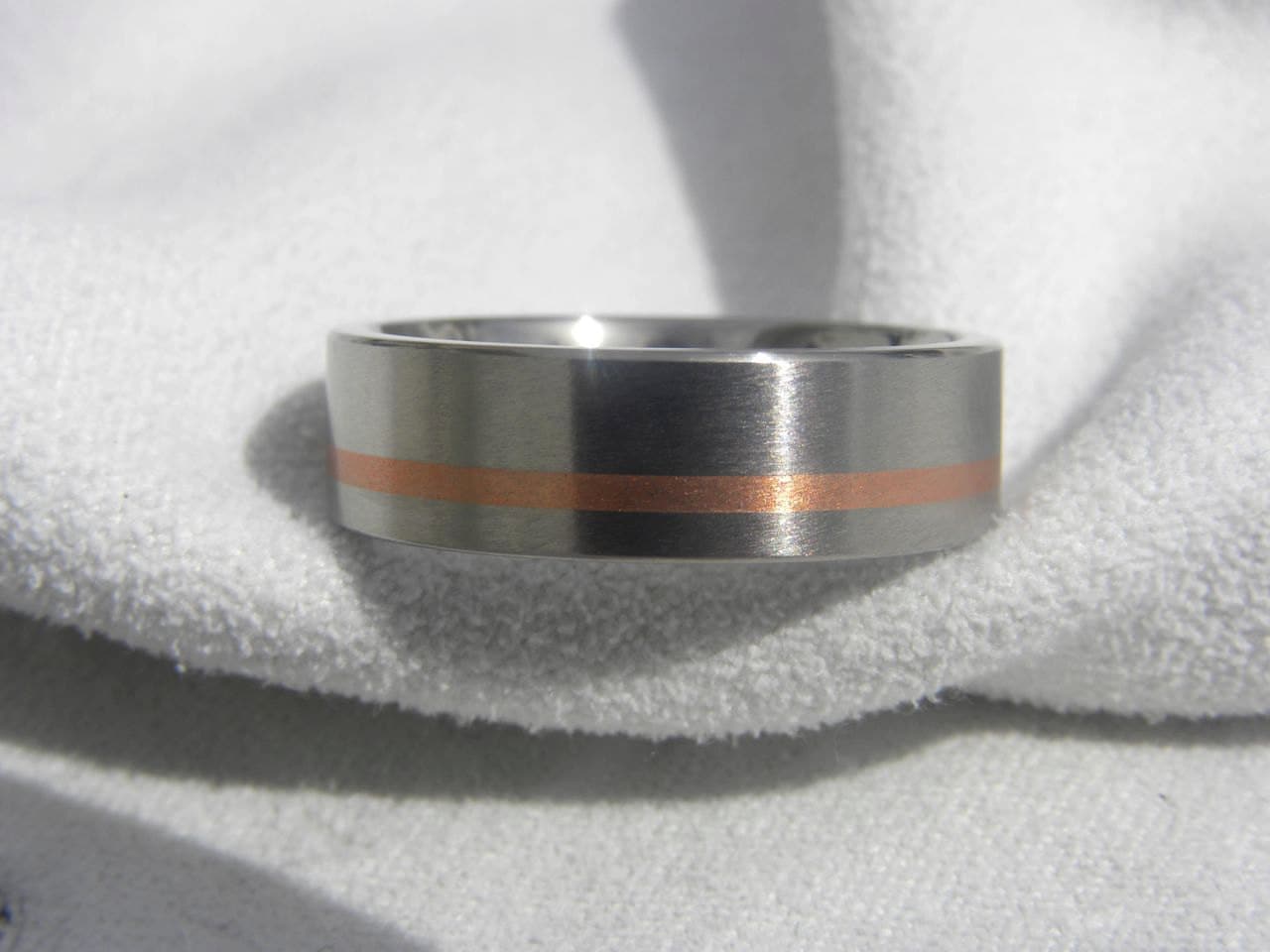 Wedding Band. Titanium With Copper Inlay Ring Satin Finish - Etsy