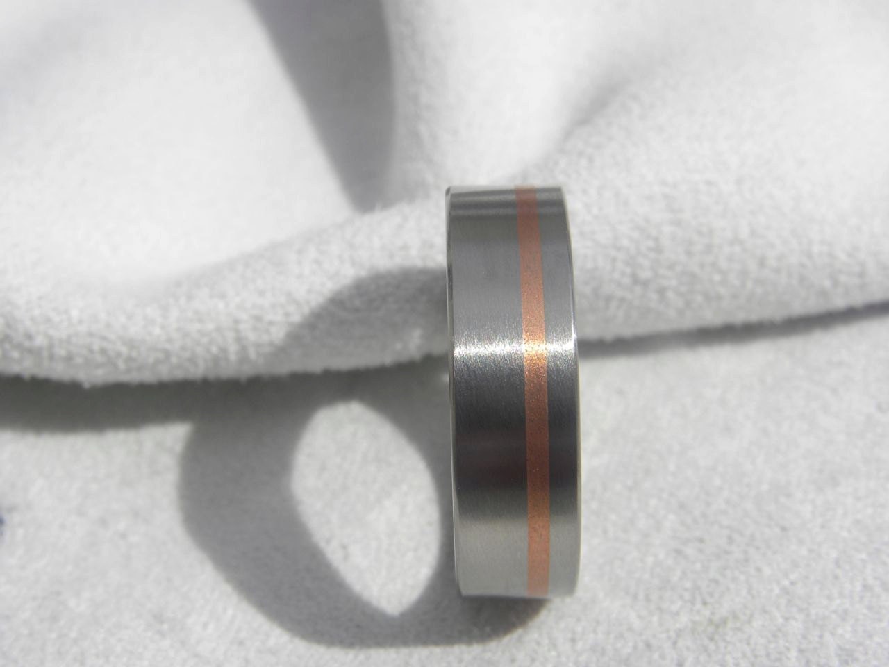 Wedding Band. Titanium With Copper Inlay Ring Satin Finish - Etsy