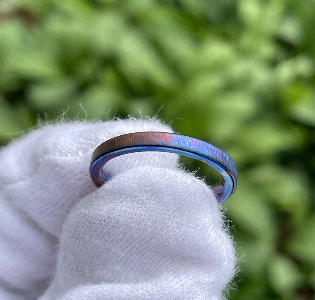 Heat Treated/colored Titanium Ring, 2.5mm Width, Frosted, US Size 7.25 ...