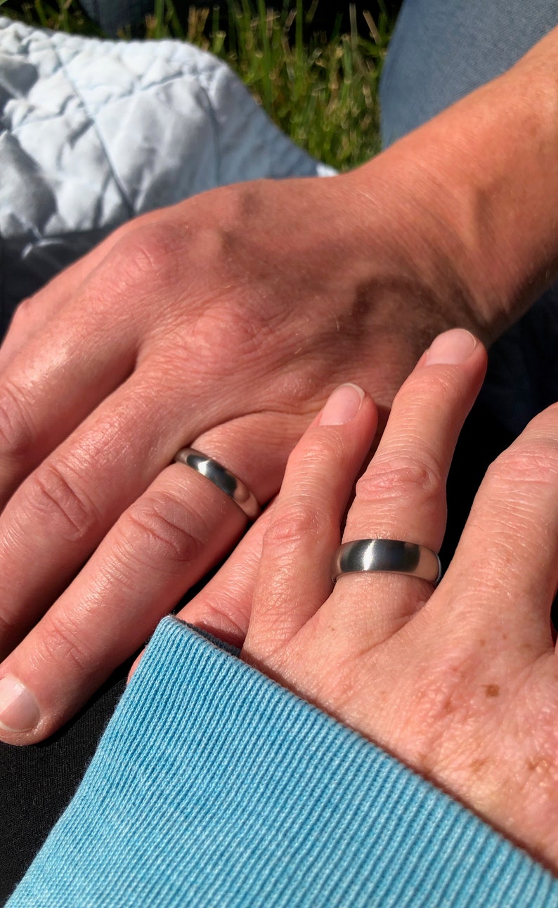 Matching Ring SET Titanium Rings Satin Finish His Hers | Etsy