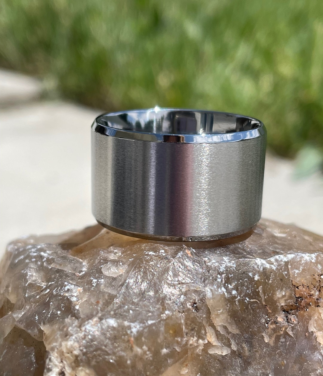 Big and Wide Beveled Titanium Ring, Wedding Band, Anniversary Ring - Etsy