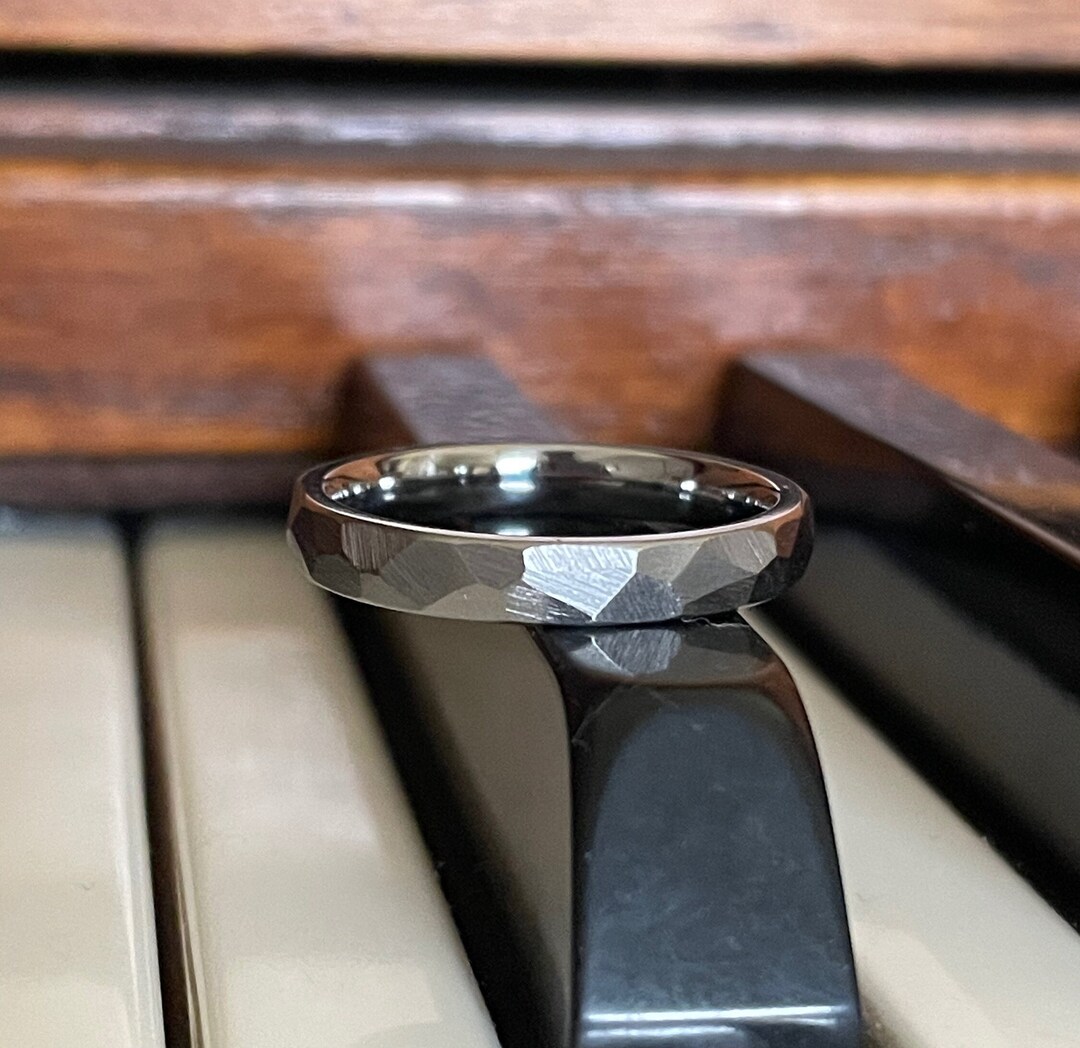 Wedding Ring, Titanium, Faceted/ground Band, Smoothed Raw Finish - Etsy