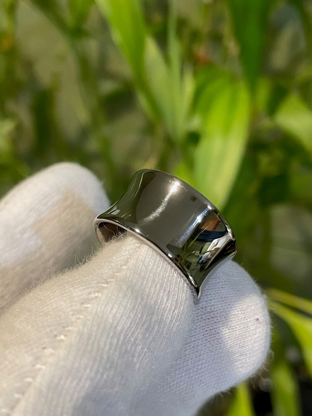 Smooth Polished Finish, Concave Band, Wide Titanium Ring - Etsy