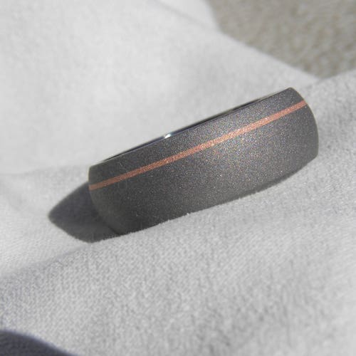 Titanium Copper Striped Wedding Ring Mens Ladies Beautiful - Etsy
