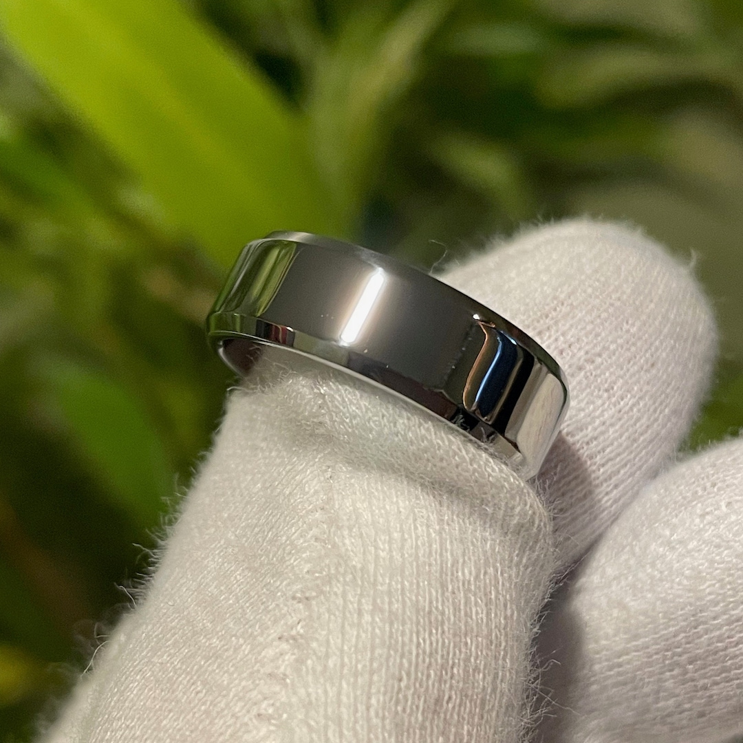 Polished Titanium Bevel Ring, Wedding Band, Mens, Ladies, Anniversary ...