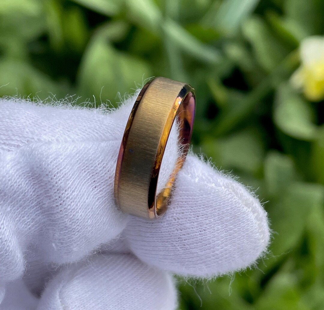 Heat Treated/colored Titanium Ring, 7mm Width, Beveled Edge, US Size 10 ...