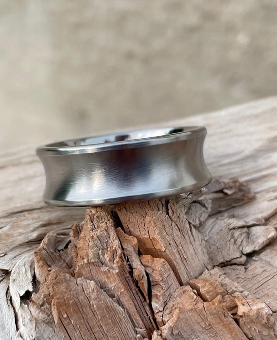 Concave Cut Titanium Ring Wedding Band Smooth Satin Finish Etsy UK