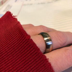 Titanium Double Offset Inlay Ring Wedding Band Copper Inlays - Etsy