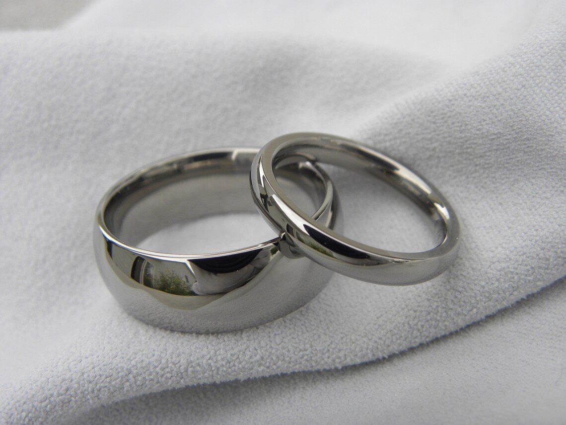 Matching Rings Titanium Ring SET Wedding Bands Polished - Etsy
