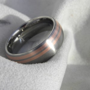Titanium Double Offset Inlay Ring Wedding Band Copper Inlays - Etsy