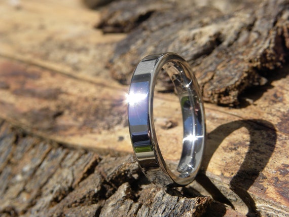Wedding Band Titanium Ring Mirror Polished Finish Standard Flat AX16 Etsy