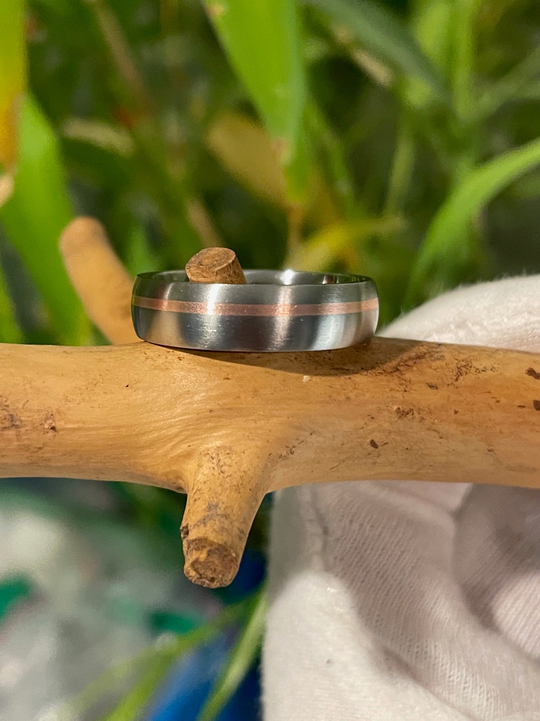 Comfort Fit Ring, Titanium With Copper Offset Inlay, Wedding Band - Etsy