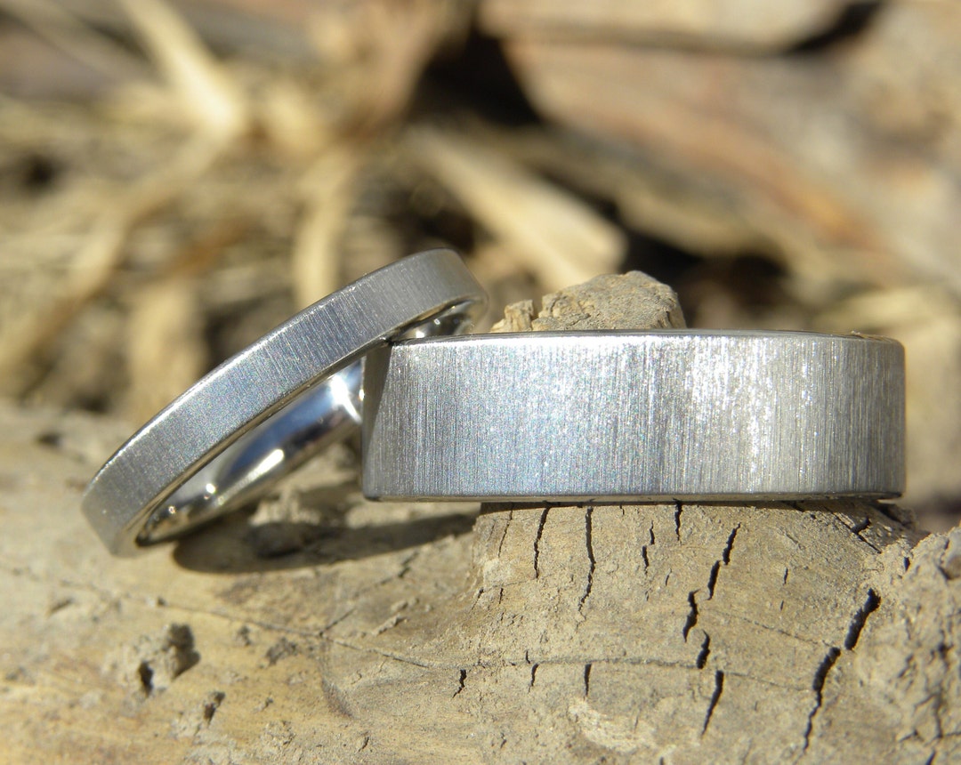 Beautiful Matching Ring Set, Couple Rings, Wedding Bands, Frosted ...