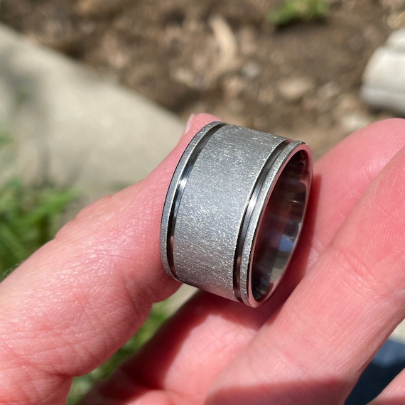 Big and Fancy Titanium Band Extra Wide Mens Ladies Wedding Fashion Frosted Ring Etsy