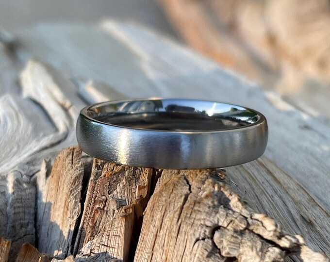 Oxidized Titanium Wedding Ring Hand Forged Hammered Ring Rustic Men's ...